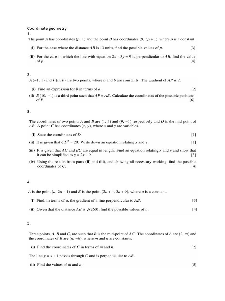 1.3 Coordinate Geometry Worksheet | PDF