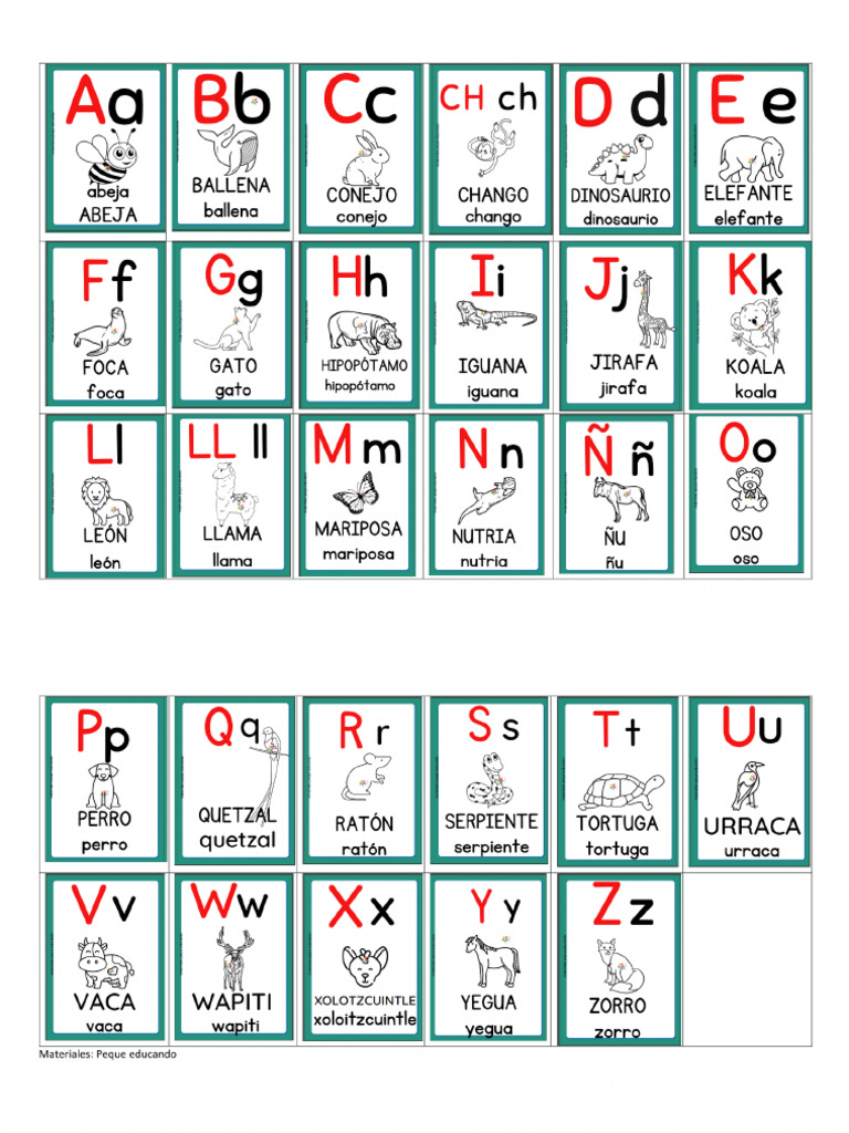 Alfabeto Carta Animales | PDF