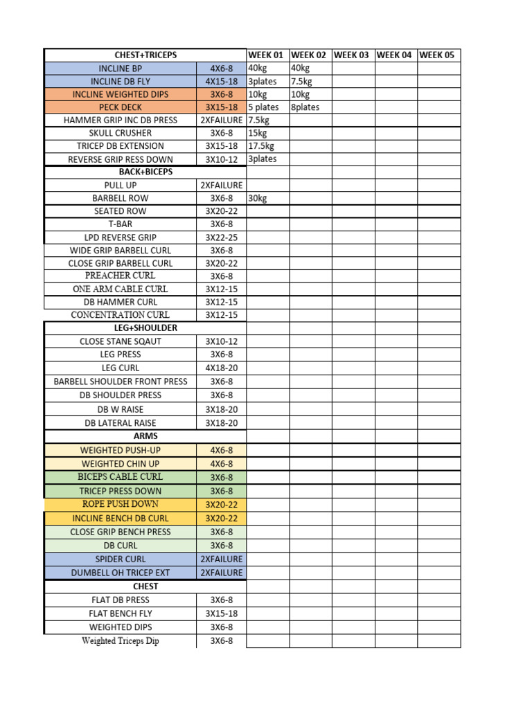 Muscle building CHART | PDF