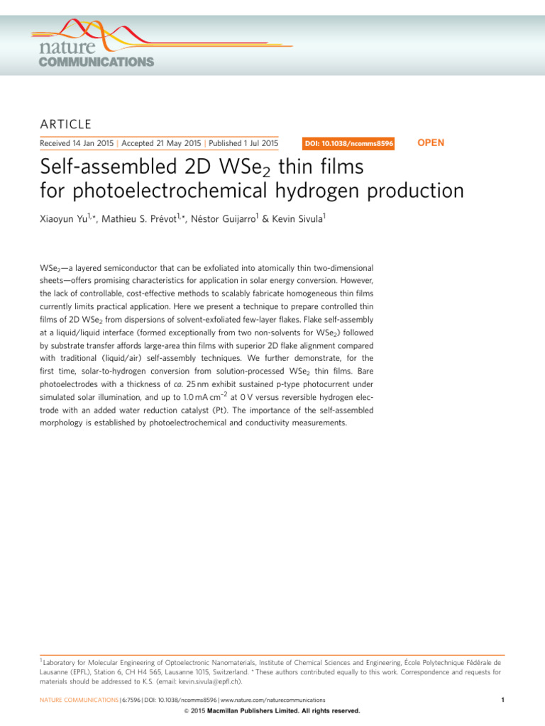WSe2 | PDF | Thin Film | Nanoparticle