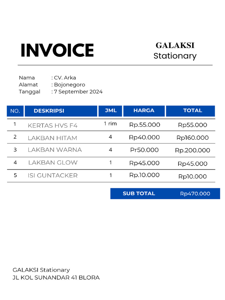 Invoice Penyewaan Peralatan | PDF