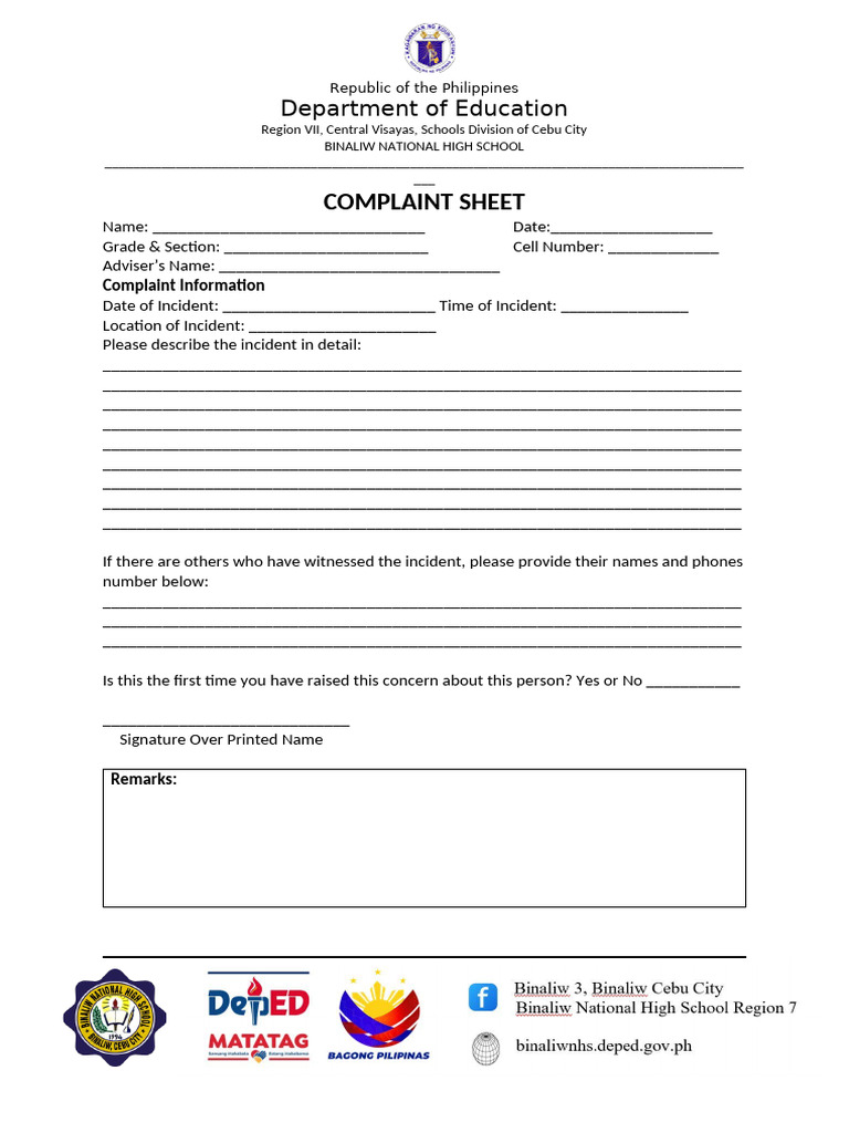 Complaint-Sheet | PDF