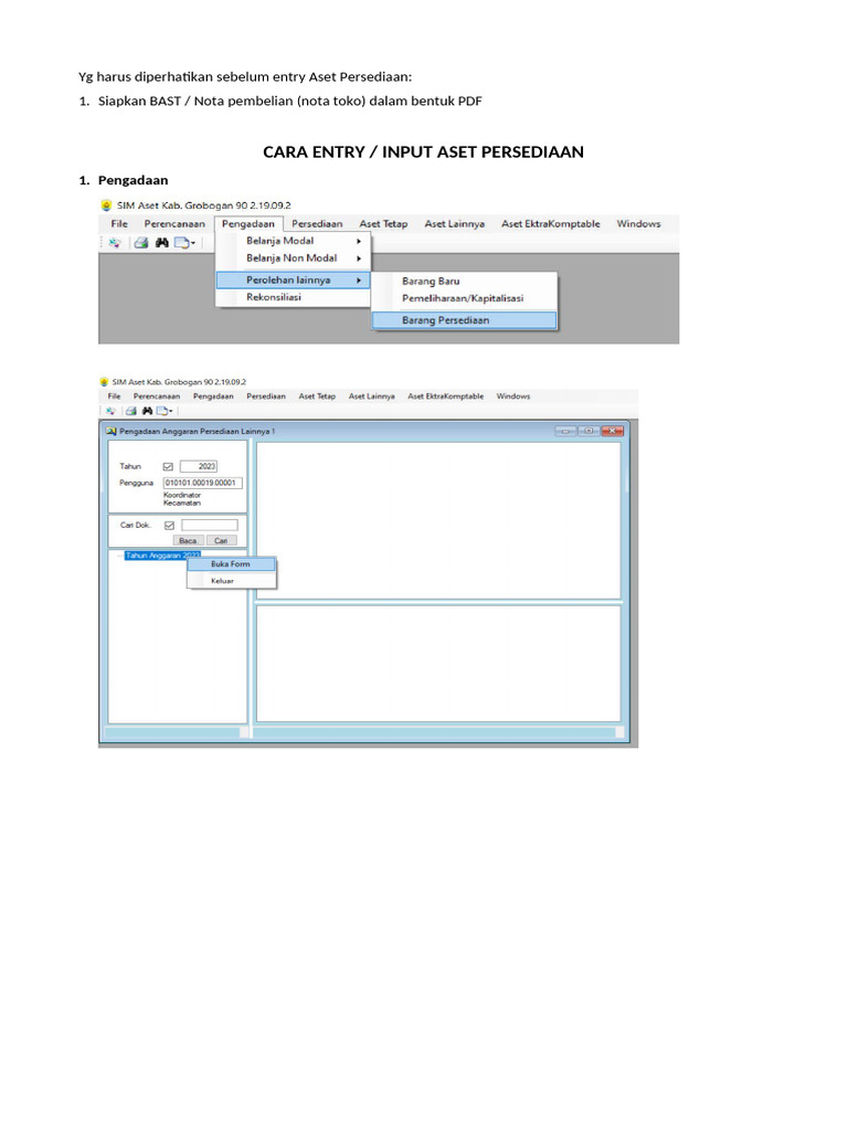 Cara Entry Aset Persediaan | PDF