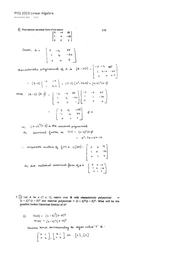 PYQ 2023 Linear Algebra | PDF