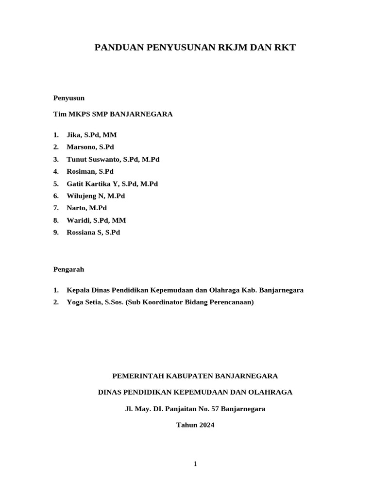 Panduan Penyusunan Rkjm Rkt 2025 | PDF