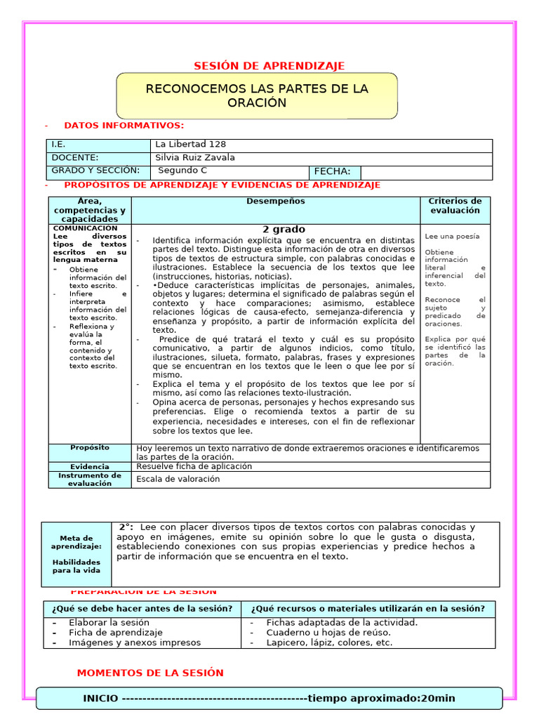 Identificando Partes de la Oración | PDF | Asunto (gramática) | Oración ...