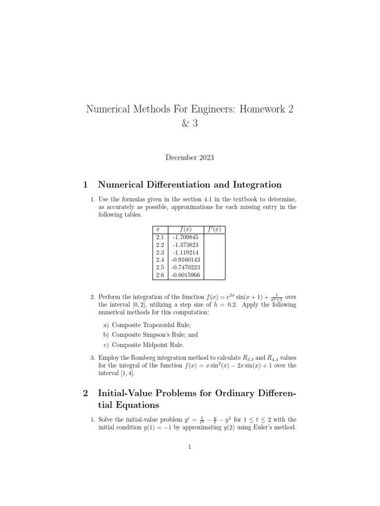 1702969022_Numerical_Methods__Homework_2_3 | PDF | Matrix (Mathematics) | Eigenvalues And ...