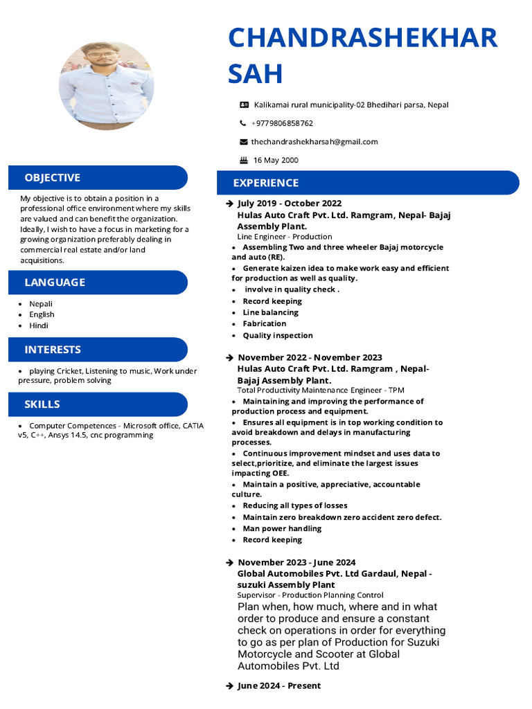 Chandrashekhar's Resume | PDF | Programmable Logic Controller | Engineering