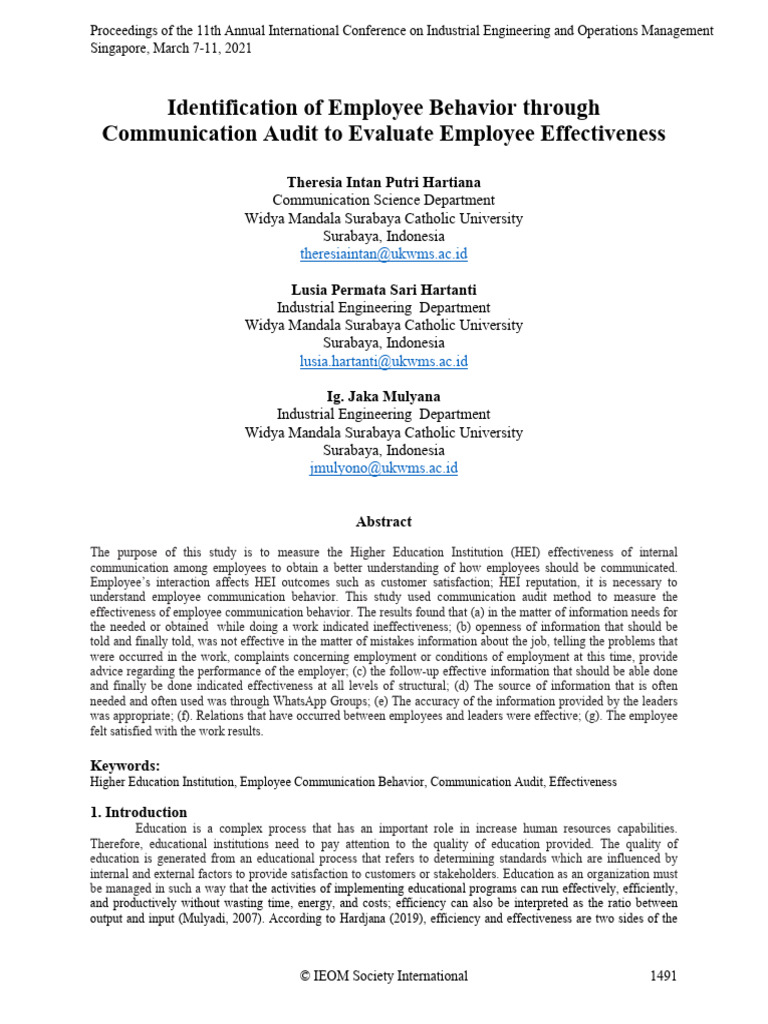 Identification of Employee Behavior Through Communication Audit To ...