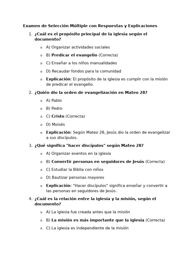 Examen de Selección Múltiple Con Respuestas y Explicaciones | PDF ...