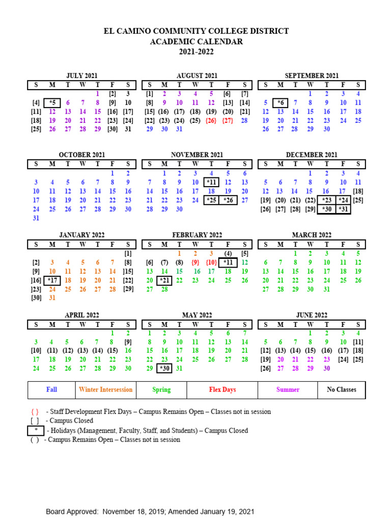 Httpswww.elcamino.eduacademicsdocs2021 2022 School Calendar.pdf | PDF ...