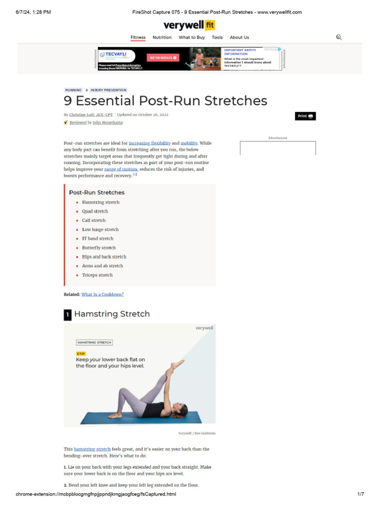 9 Essential Post-Run Stretches - www.verywellfit.com | PDF