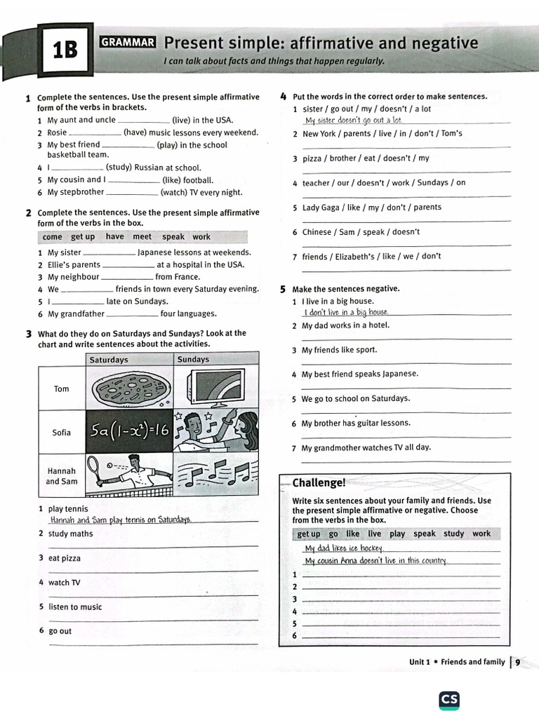 Present simple exercises | PDF