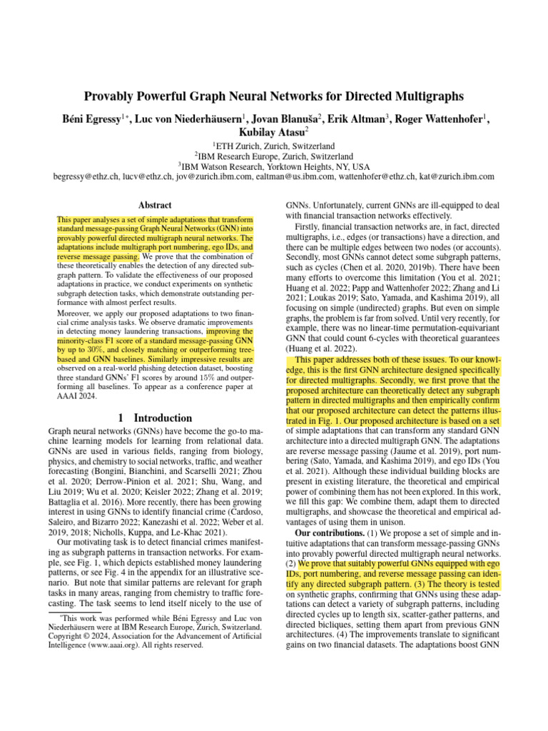 Provably Powerful Graph Neural Networks for Directed Multigraphs | PDF ...