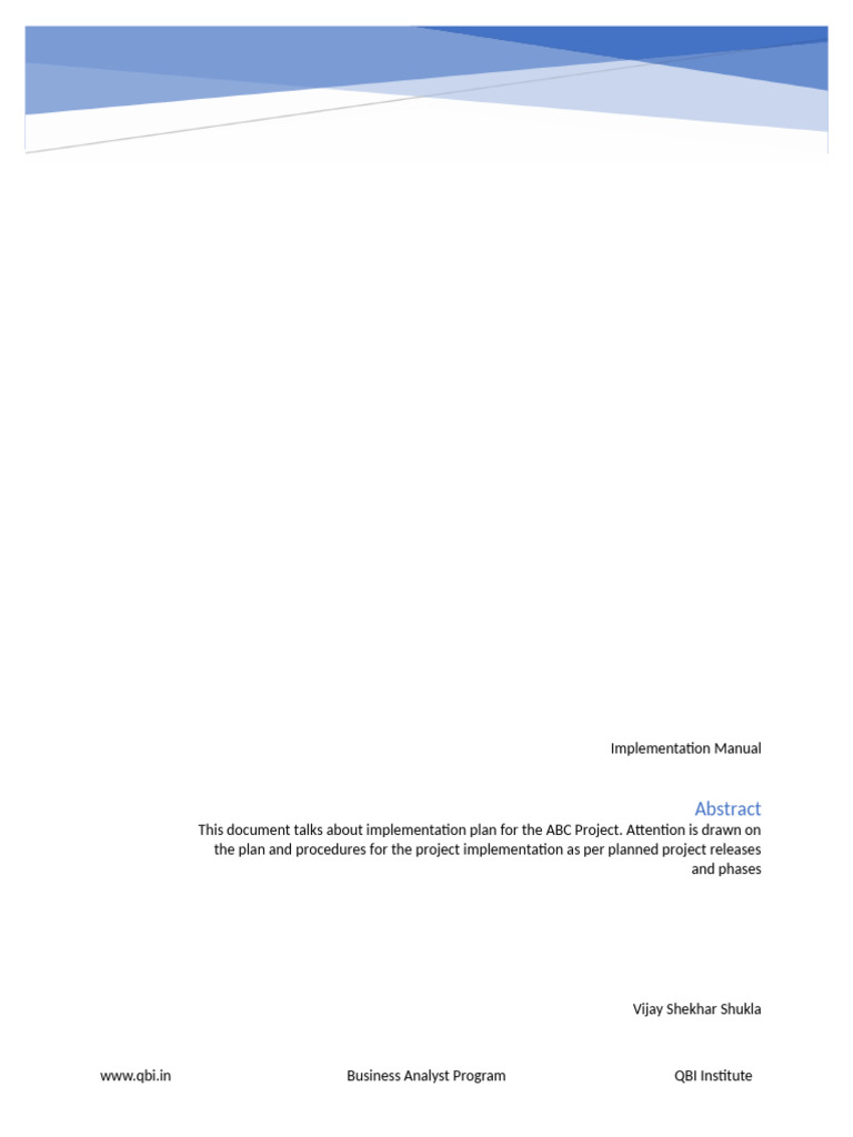Software Project - Implementation Manual Template | PDF | Risk ...