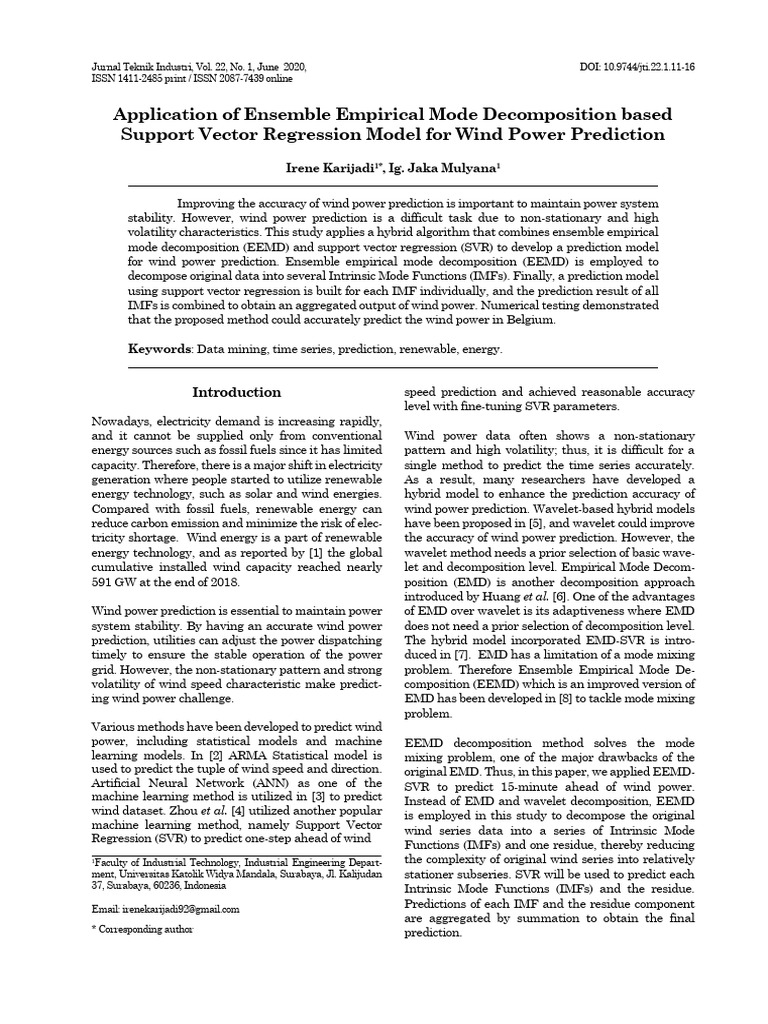 4. Application of Ensemble Empirical Mode Decomposition based Support Vector Regression Model ...