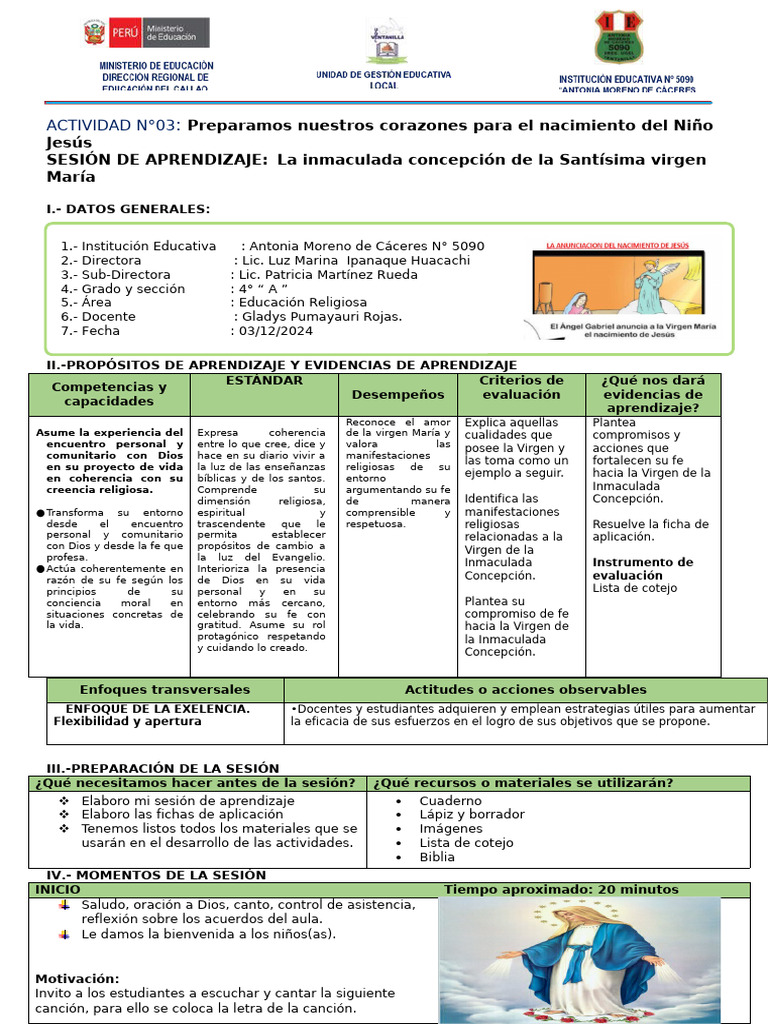 Preparación para la Inmaculada Concepción | PDF | María, madre de Jesús | Jesús