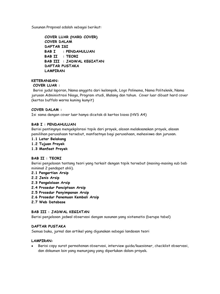 Panduan Proposal Dan Laporan Proyek Arsip | PDF