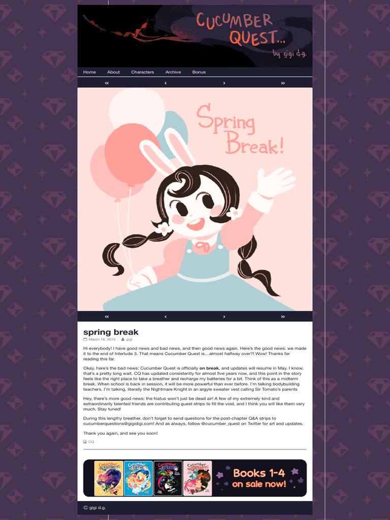 Cucumber Quest Update and Hiatus Notice | PDF
