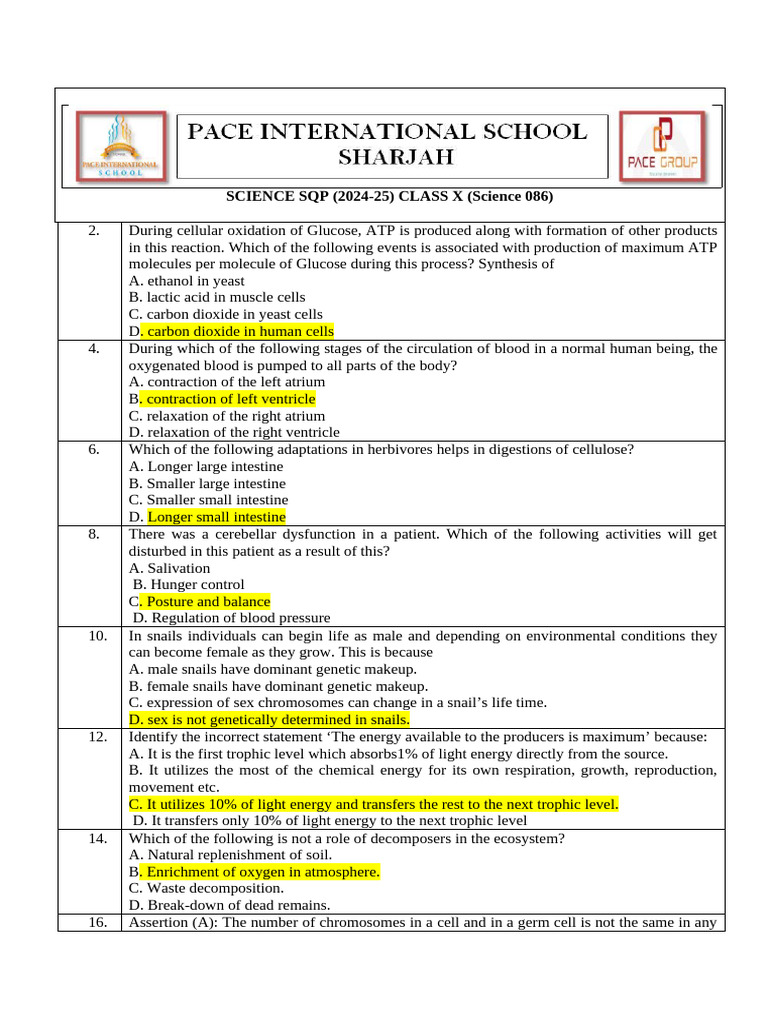 2024-2025 Sample Qp&answer Key | PDF | Auxin | Digestion