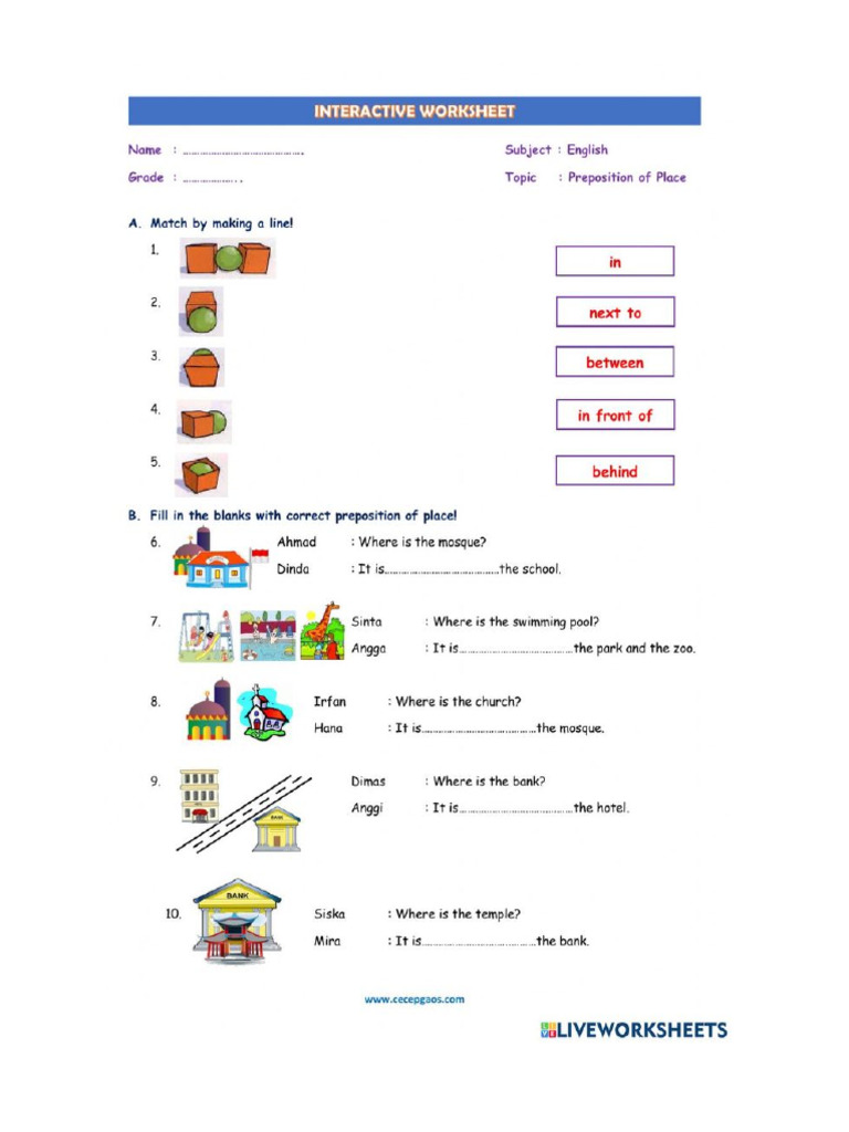 Preposition Kelas 2 | PDF