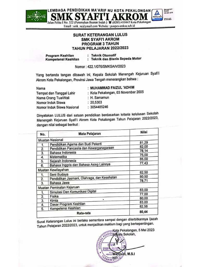 Muhammad Faizul Adhim - Ijazah | PDF