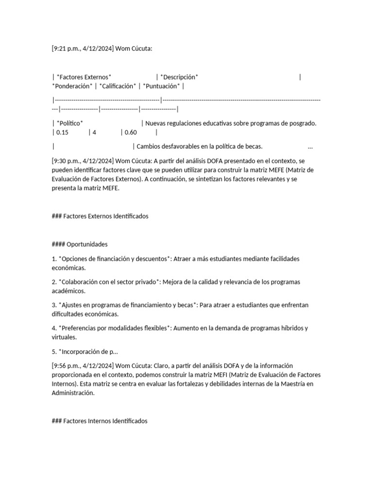 mafe | PDF | Análisis FODA | Inflación