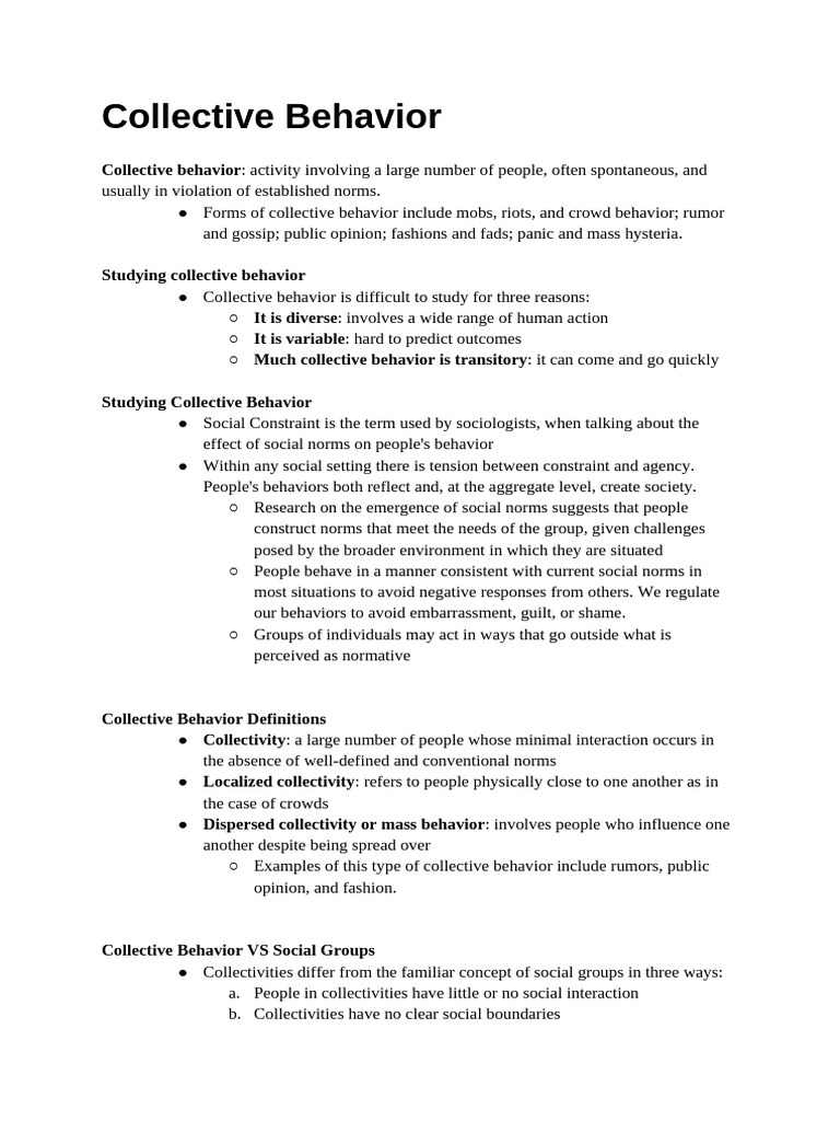 Collective Behavior | PDF | Behavior | Social Psychology