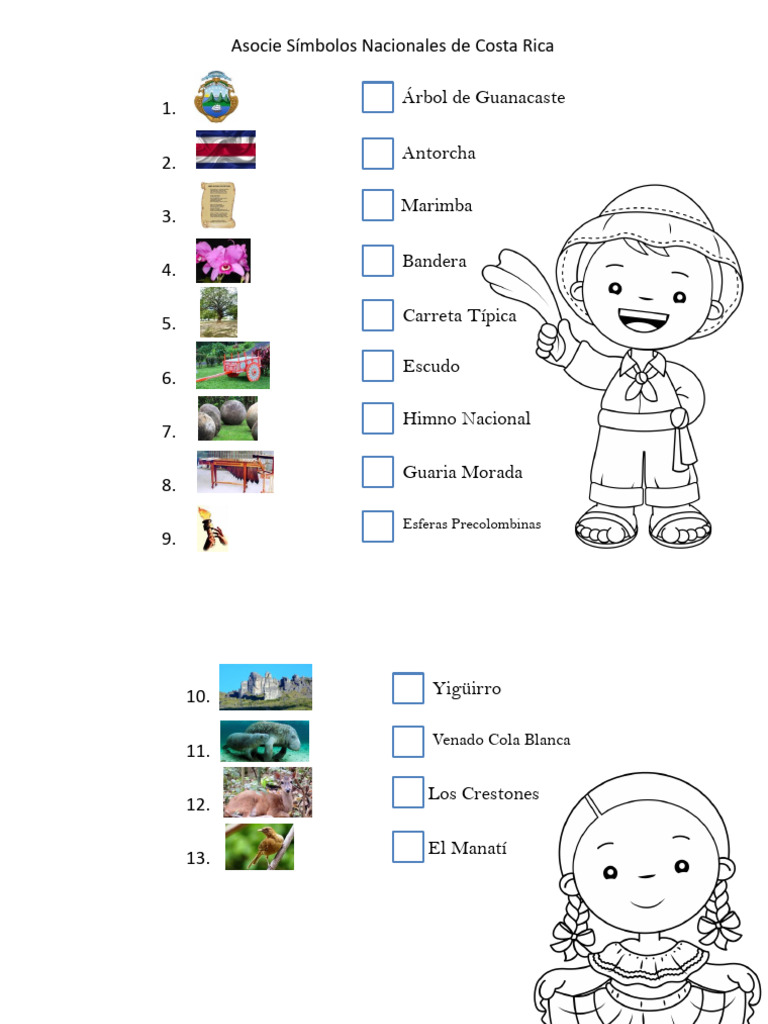 Símbolos Nacionales de Costa Rica para Colorear | PDF
