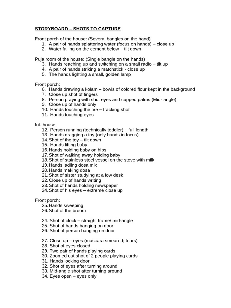 Storyboard E28093 Shots To Capture | PDF
