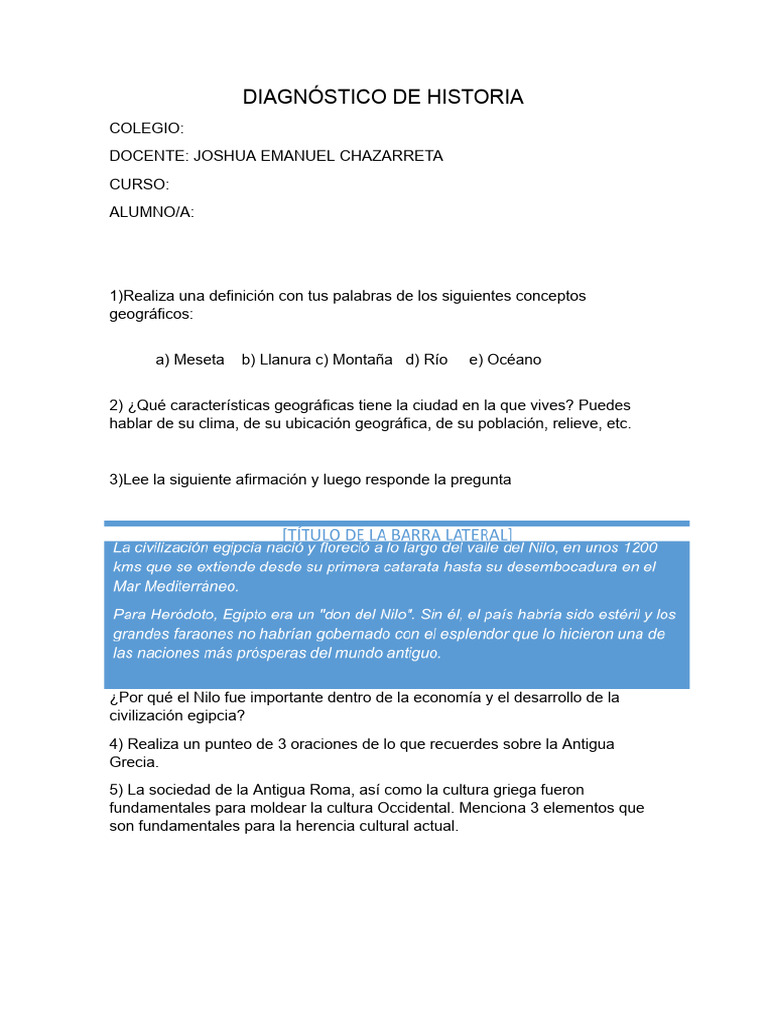 DIAGN-STICO 2 HISTORIA.docx | PDF