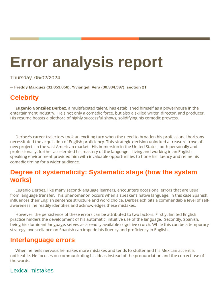 Error Analysis Report - 20240908 - 185438 - 0000 | PDF | Fluency | English Language