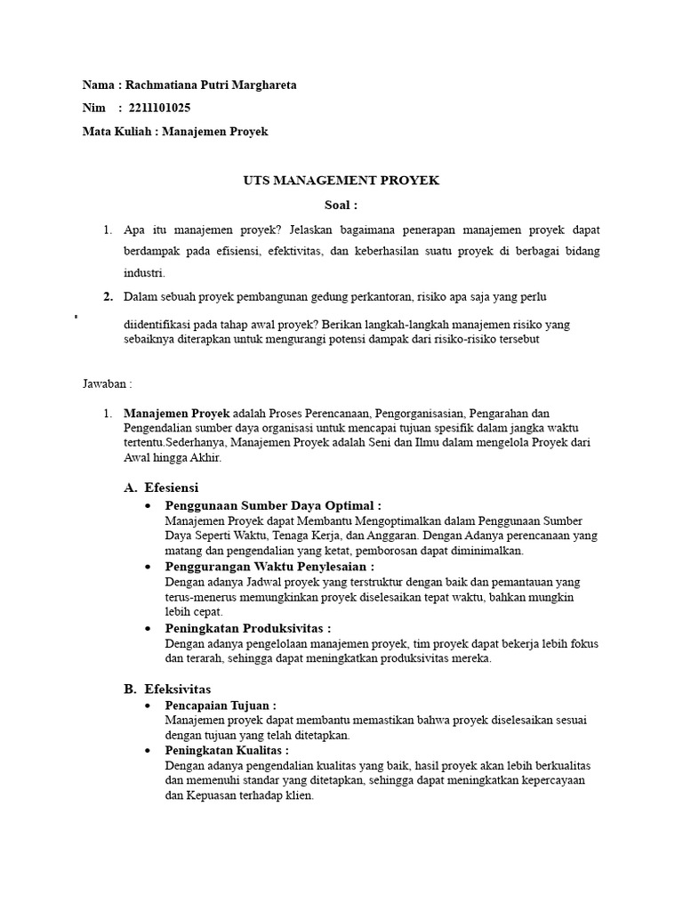 UTS manajemen proyek | PDF