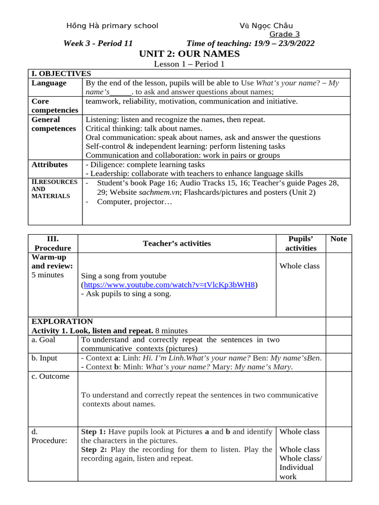 G3-U2 | PDF | Teachers | Learning