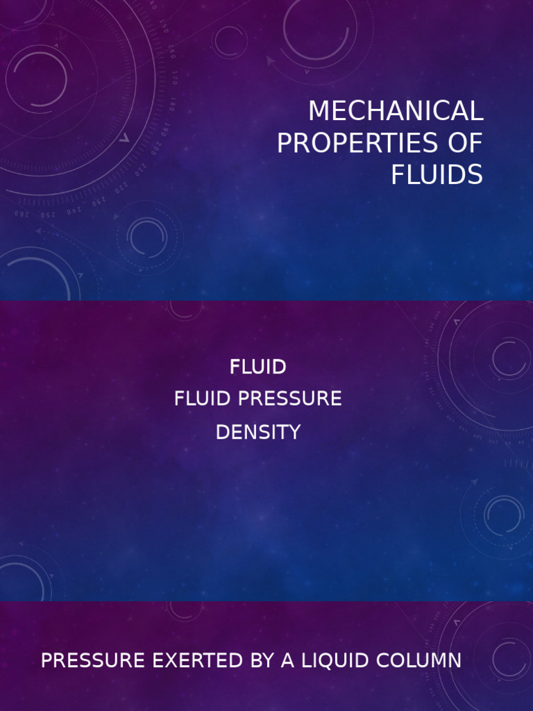 Mechanical Properties of Fluids | PDF