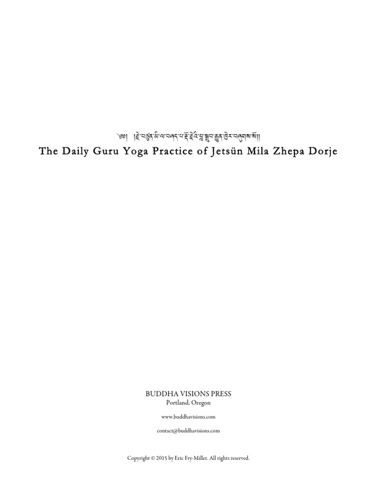 Daily Guru Yoga Practice of Milarepa by Pawopa | PDF