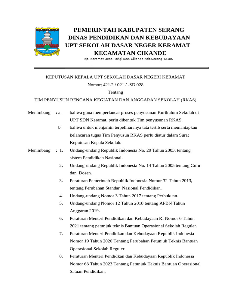 SK Tim Penyusun Rkas | PDF