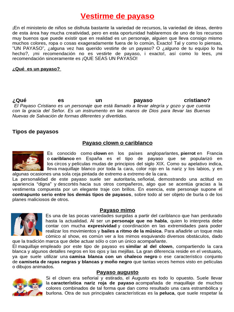 taller de payasos | PDF | Payaso