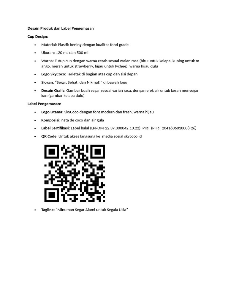 Desain Produk Dan Label Pengemasan - SKYCOCO | PDF