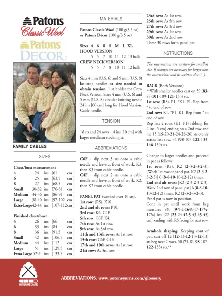 Paton Family Sweater | PDF | Seam (Sewing) | Knitting