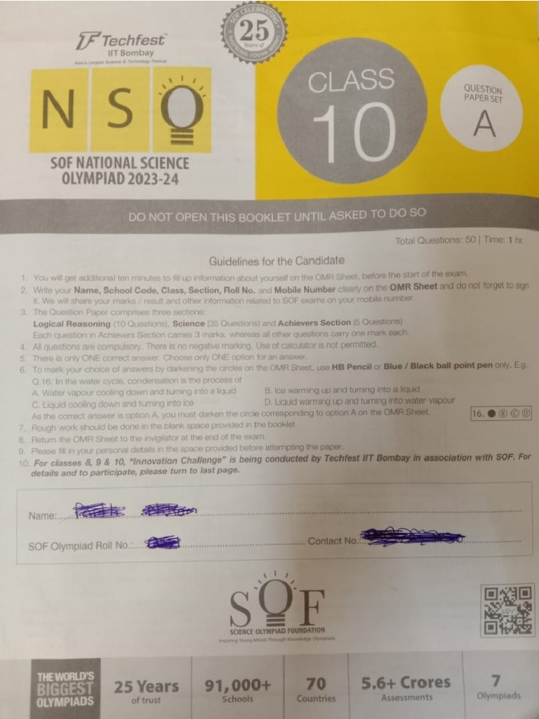 Class 10 NSO 2023-24 (Set-A) | PDF