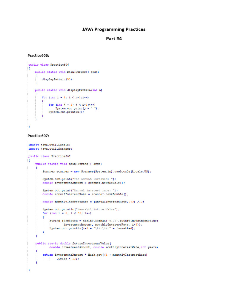 JAVA Programming Practices#4 | PDF