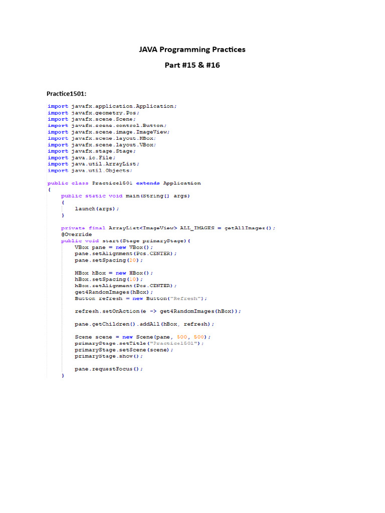 JAVA Programming Practices#15 | PDF