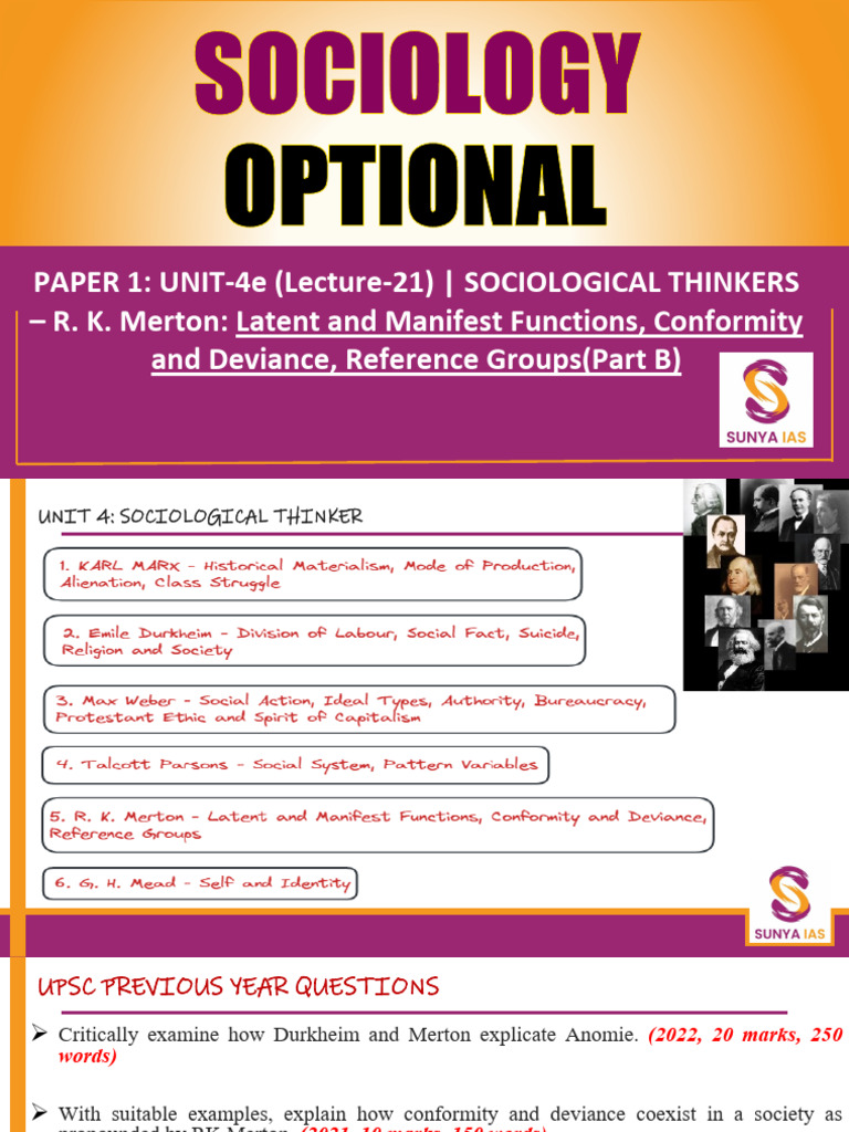 Sociology Unit 4e - R K Merton Part B | PDF | Deviance (Sociology) | Scientific Theories