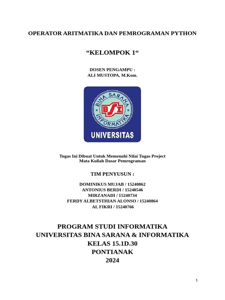 Proposal Project Dasar Pemrograman Pdf