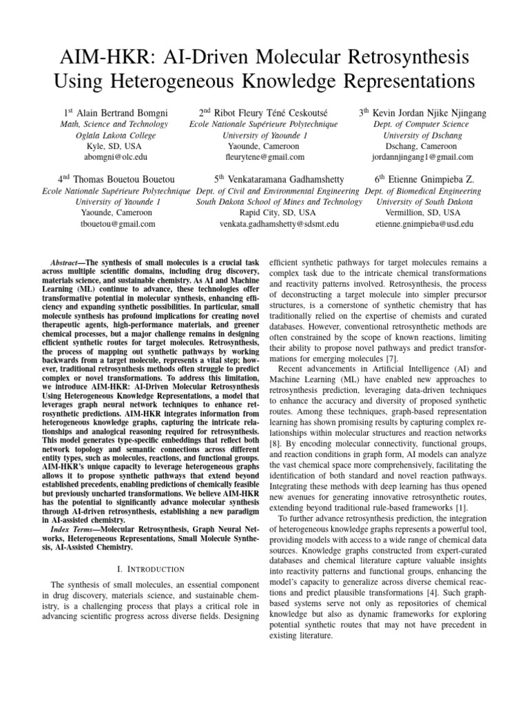 Integrative AI Framework For Molecular Retrosynthesis Via Heterogeneous Knowledge Graphs | PDF ...
