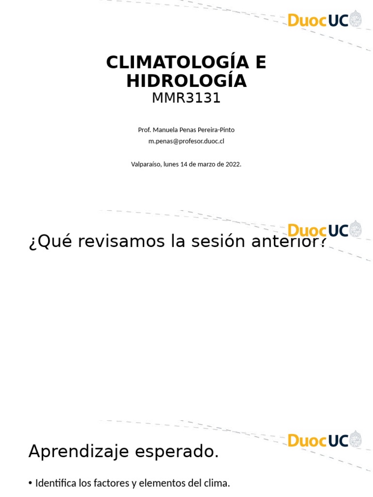 2022-03-14-Climatologia - Clase2 - Factores y Elementos Del Clima | PDF | Humedad | Temperatura