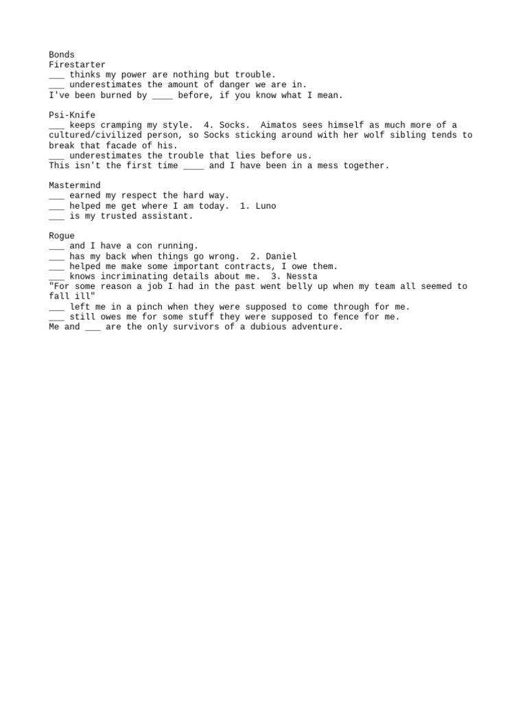 Psi Fire Master Rogue Bonds | PDF