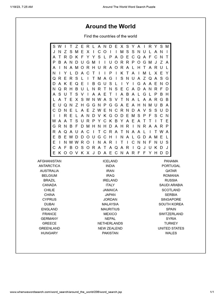 World Countries Word Search Puzzle | PDF | National Association ...