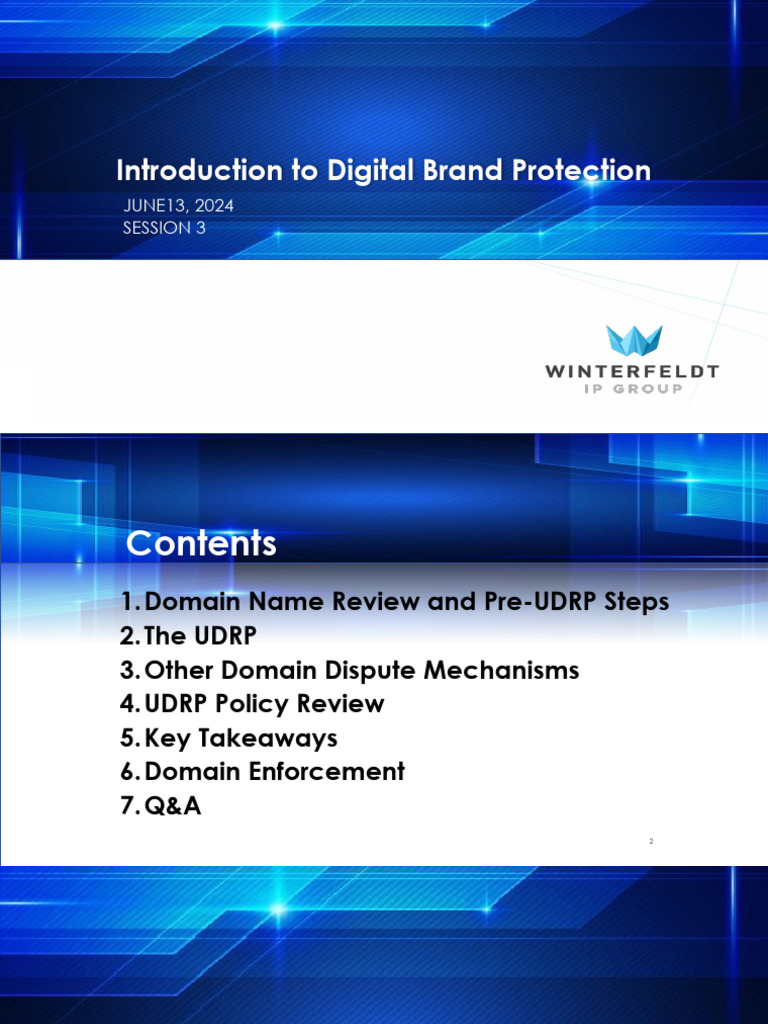 Session #3 (June 13, 2024)- Online Enforcement- Domain Names and Other ...